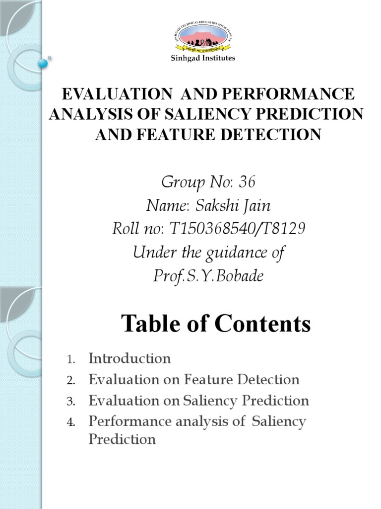 Evaluation and Performance Analysis of Saliency Prediction and Feature Detection | PDF ...