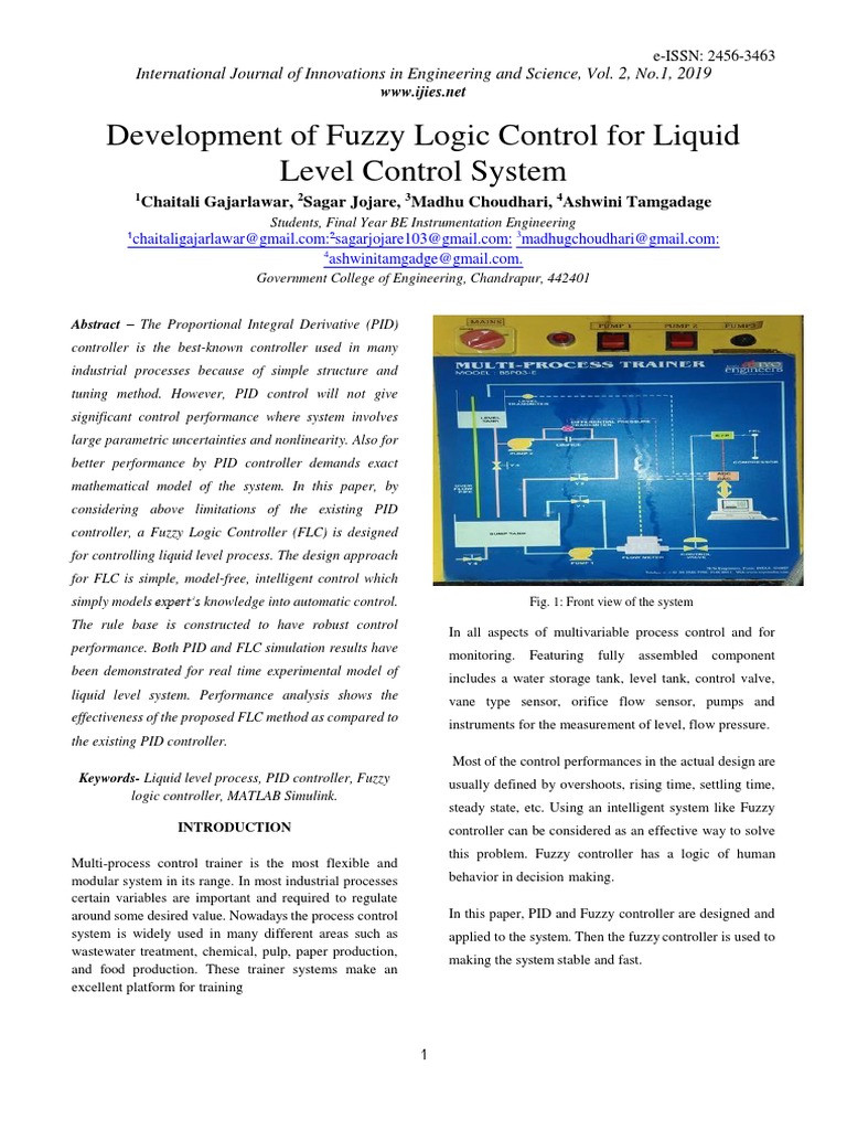 Development Of Fuzzy Logic Control For Liquid Level Control System