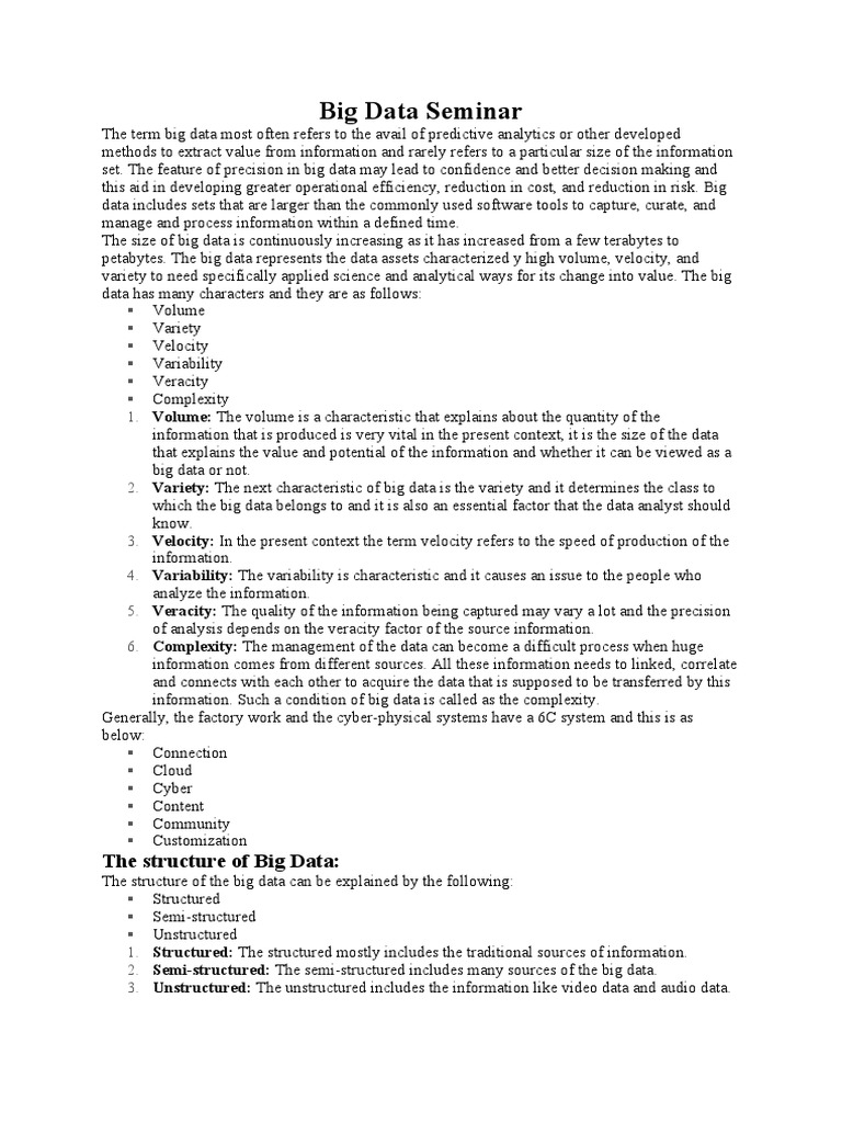Big Data Seminar S | Download Free PDF | Big Data | Data