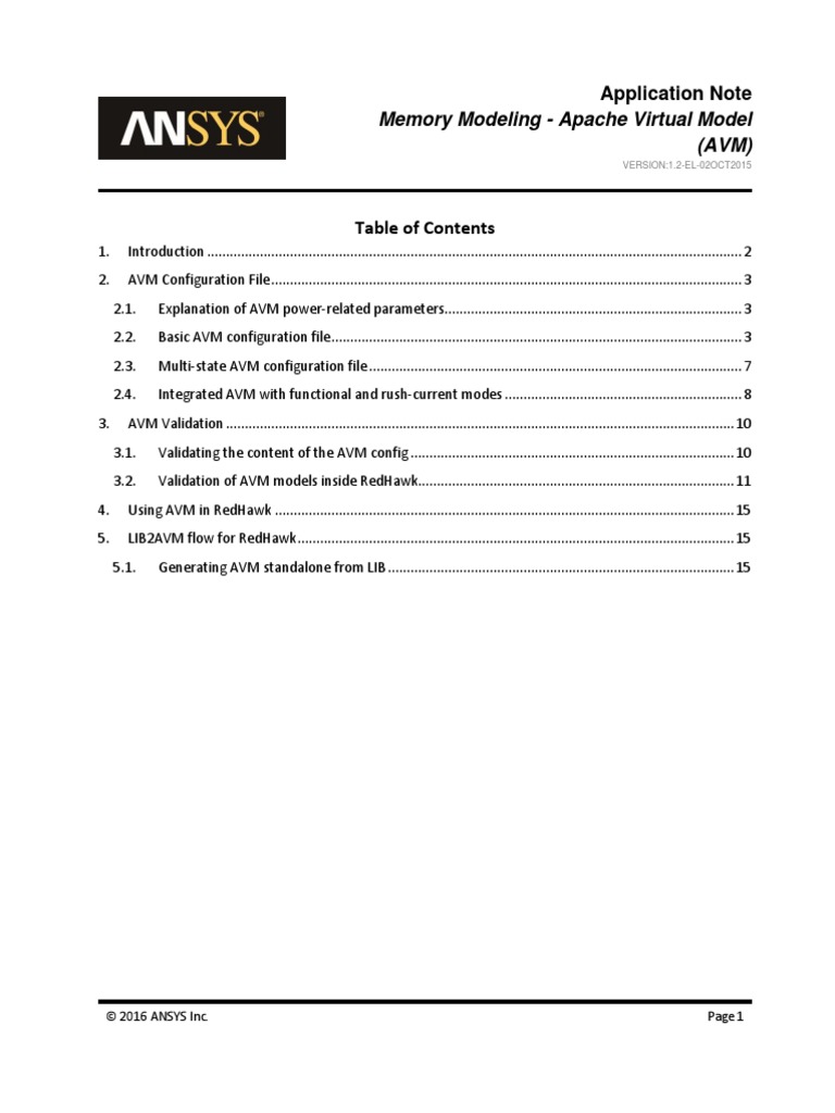 Memory Modeling - Apache Virtual Model (AVM) | PDF | Electrical ...