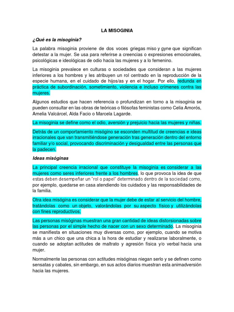Misoginia: Definición e Impacto | PDF | Misoginia