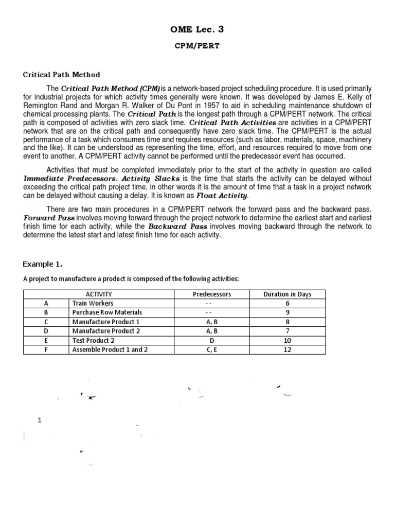 2.1 Circular and RecNodes PERT CPM Lecture 2 Example and Assignment ... 2.1 Circular and RecNodes PERT CPM Lecture 2 Example and Assignment ...
