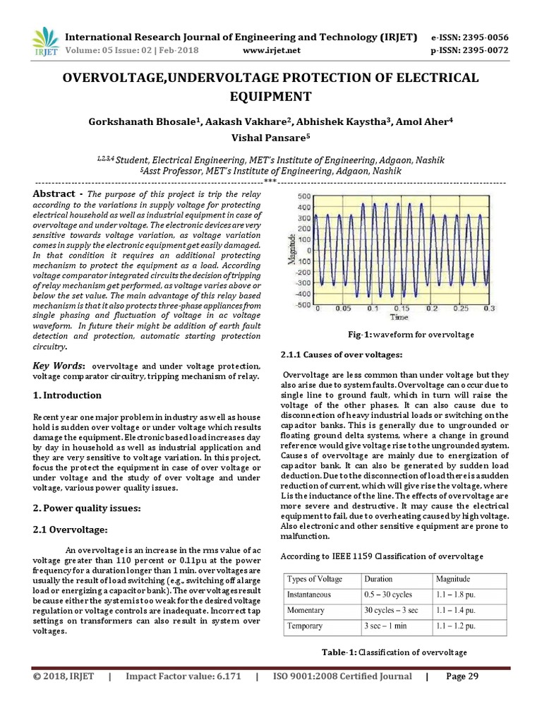 Overvoltage, Undervoltage Protection of Electrical Equipment | PDF | Rectifier | Diode