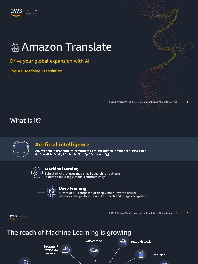 Amazon Translate | PDF | Machine Learning | Artificial Intelligence