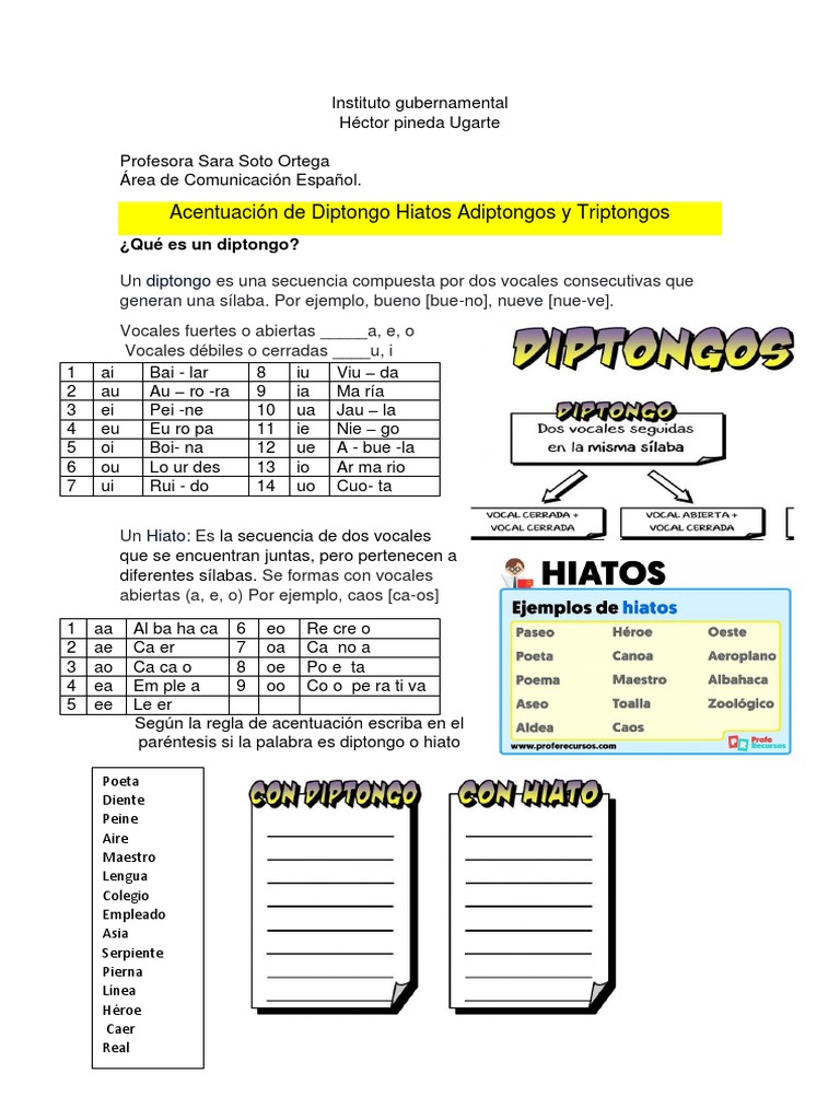 Diptongos Hiatos | PDF | Fonética | Voz humana