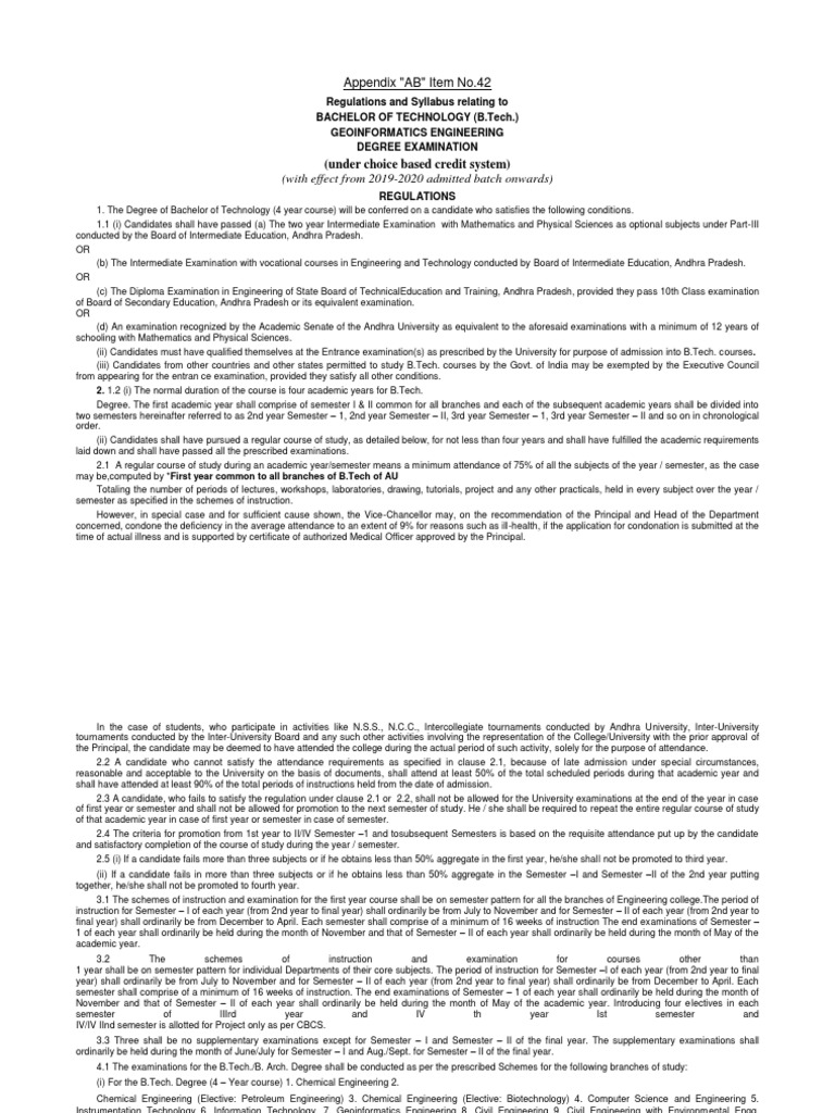 Appendix "AB" Item No.42: (With Effect From 2019-2020 Admitted Batch ...