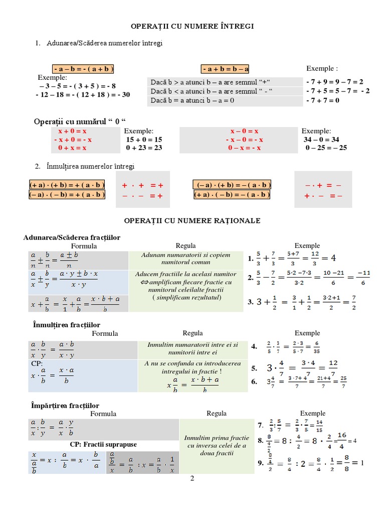 Exercitiul 1. OPERAȚII CU NUMERE ÎNTREGI, RATIONALE, COMPLEXE, PUTERI, RADICALI, LOGARITMI | PDF
