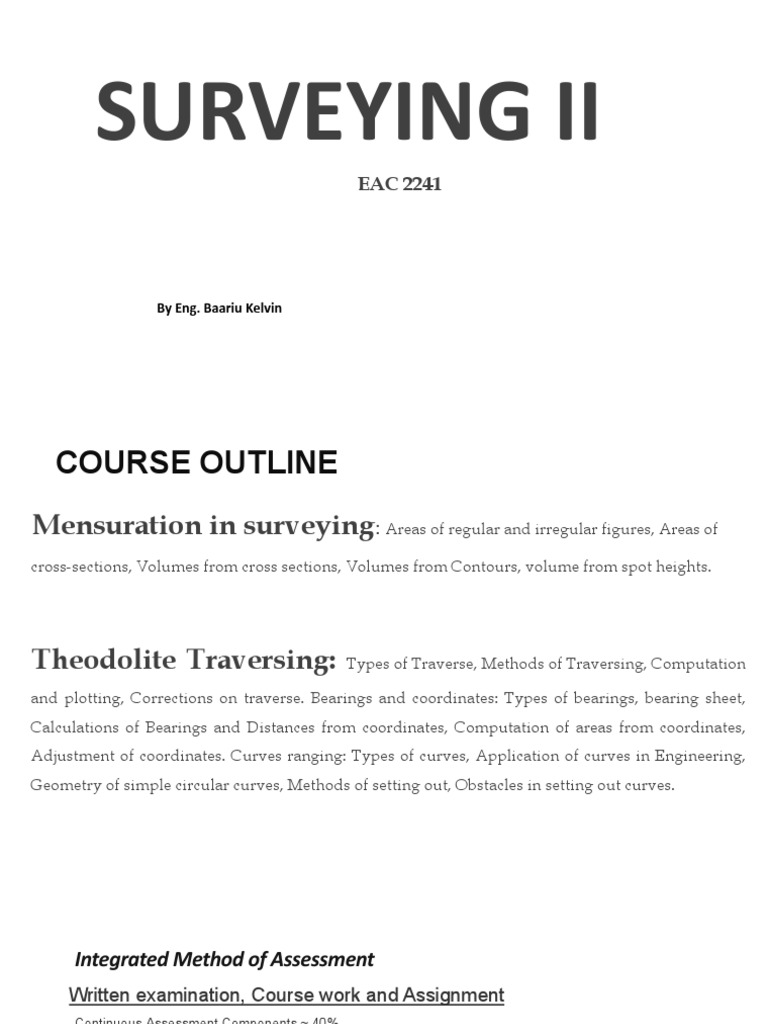 Survey II Notes | PDF | Surveying | Area