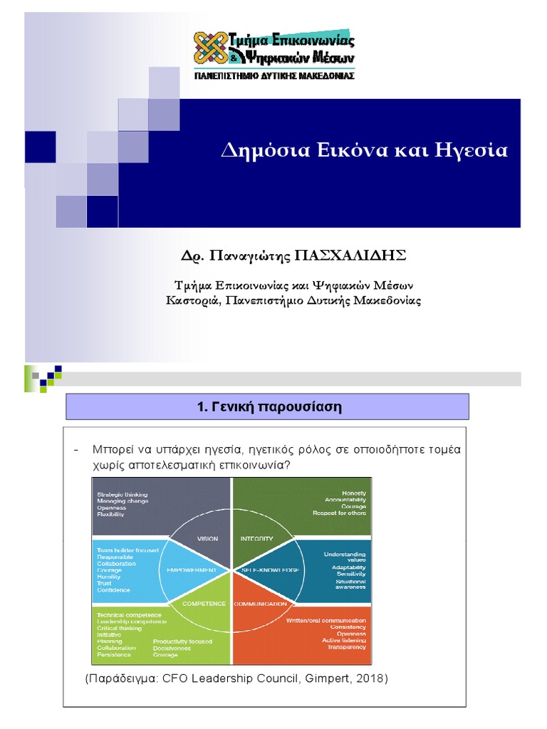 ΔΗΜΟΣΙΑ ΕΙΚΟΝΑ ΚΑΙ ΗΓΕΣΙΑ ΠΑΝΑΓΙΩΤΗΣ ΠΑΣΧΑΛΙΔΗΣ Πανεπιστήμιο Δυτικής ...