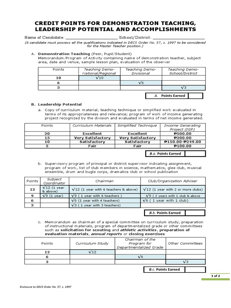 2020 MT Criteria For Evaluation and Ranking2 | PDF | Teachers | Learning