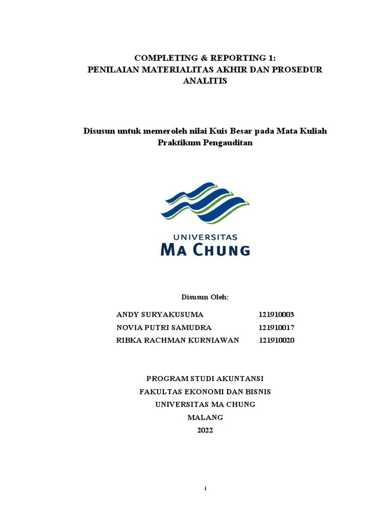 Audit3.11 - Completing Reporting 1 | PDF | Bisnis