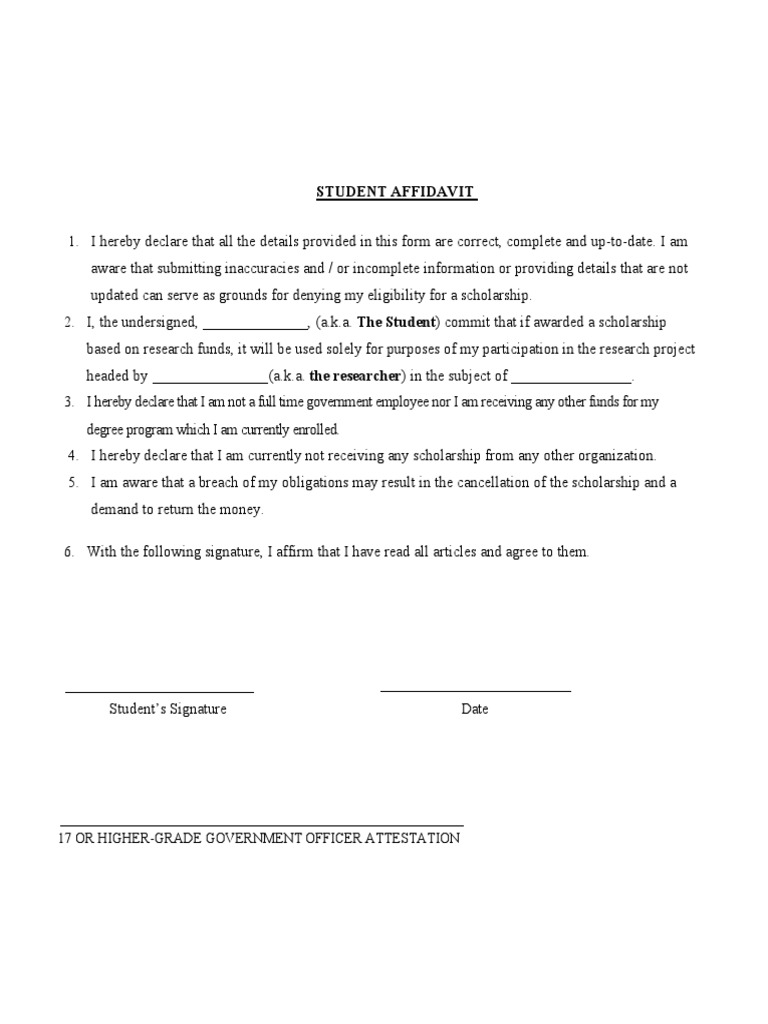 Student Affidavit PDF | PDF
