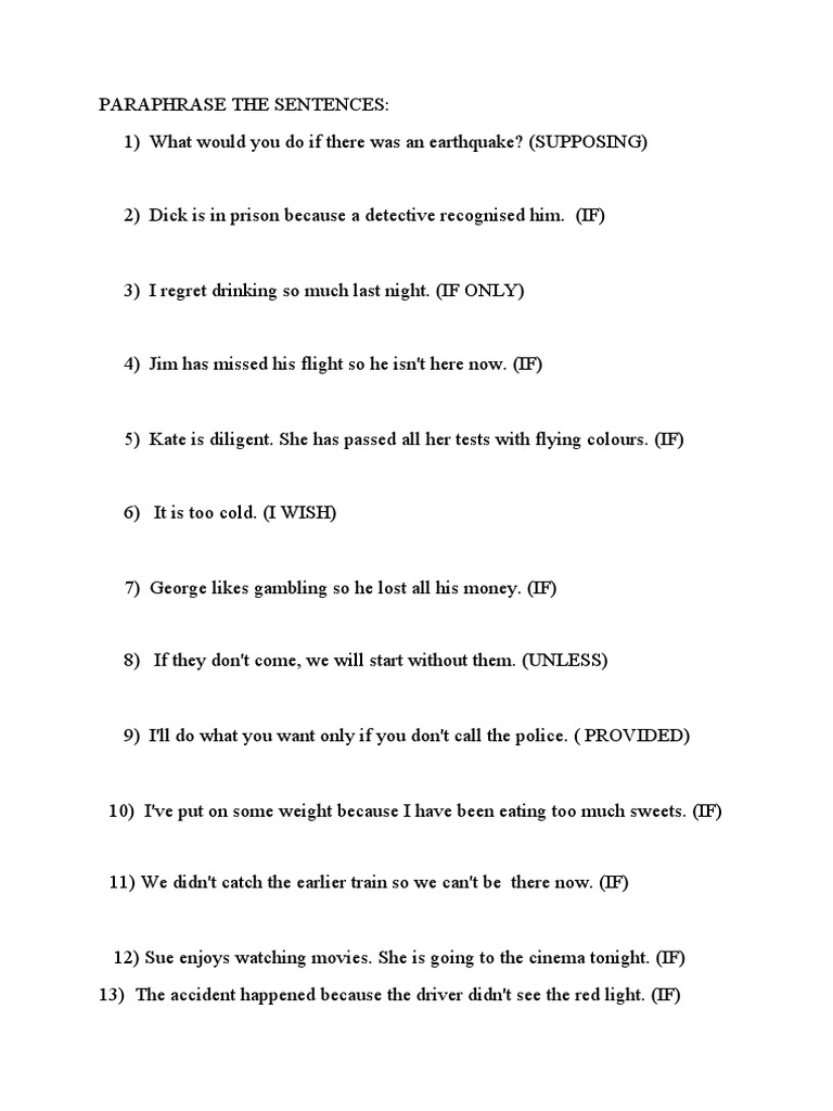 Paraphrase The Sentences | PDF