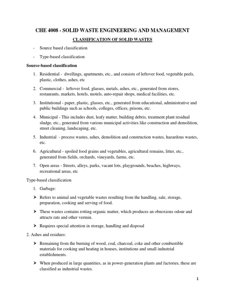 Lecture Notes 1 | PDF | Waste | Waste Management