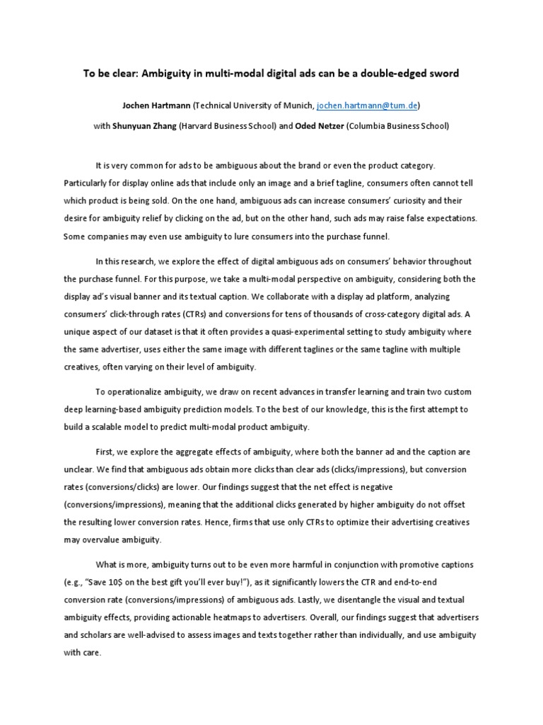 EQMS Ambiguity Abstract VF | PDF | Advertising | Cognitive Science