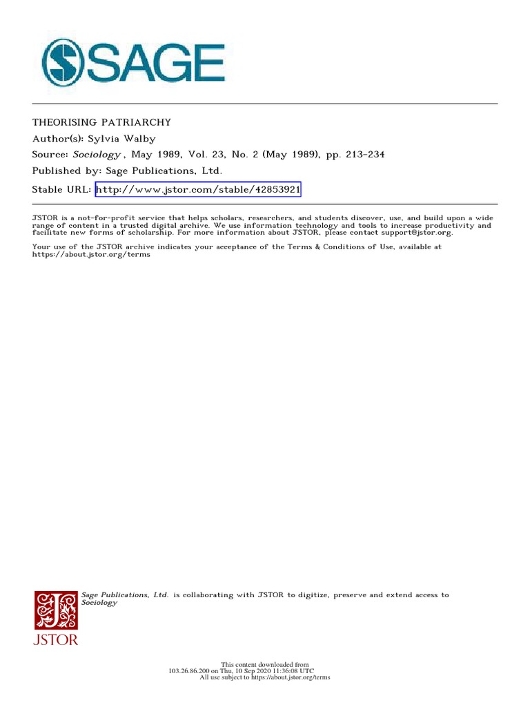 Theorising Patriarchy: A New Model | PDF | Patriarchy | Gender Studies