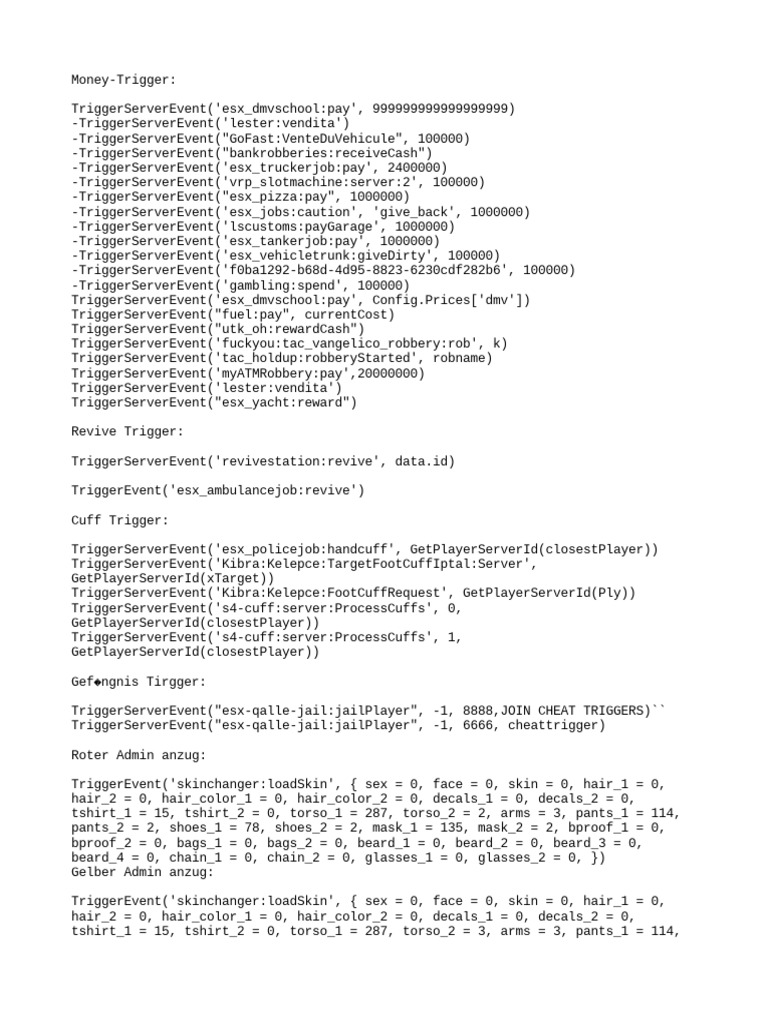 FiveM Money and Trigger Scripts | PDF