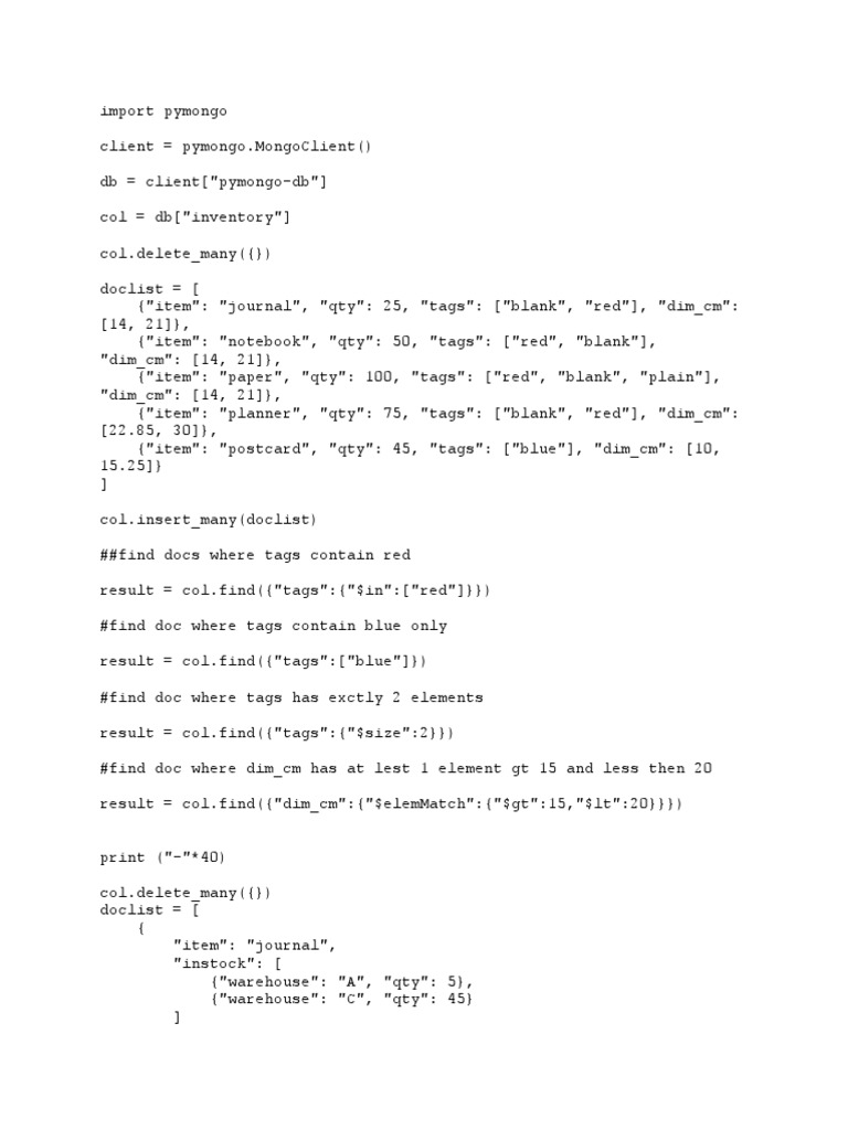 Pymongo Exemple Pdf