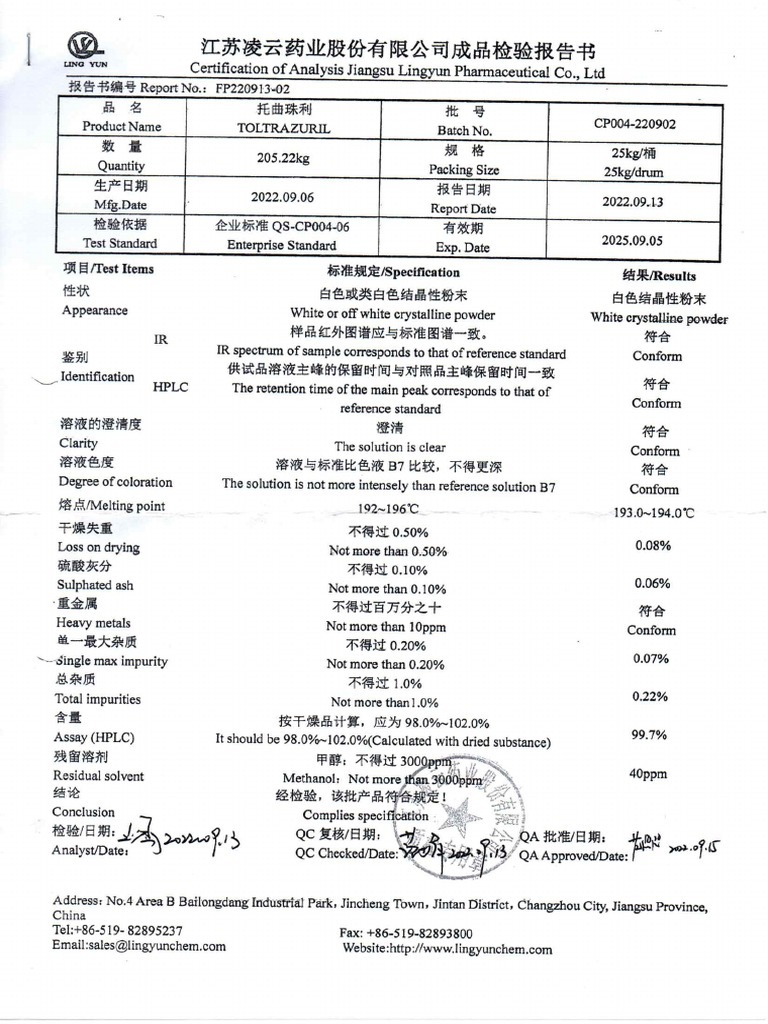 Toltrazuril - CP004-220902 - JANNISIKA - 9 FEB 23 | PDF