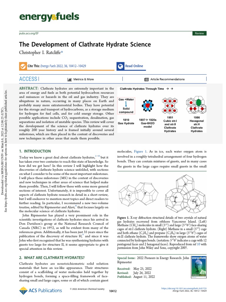 The Development of Clathrate Hydrate Science: Access | PDF | Nuclear ...