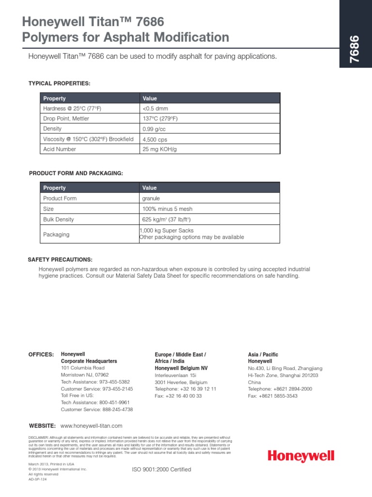 honeywell-titan-asphalt-7686-technical-datasheet | PDF | Honeywell