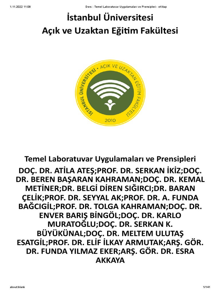 Ders - Temel Laboratuvar Uygulamaları Ve Prensipleri - Ekitap PDF | PDF
