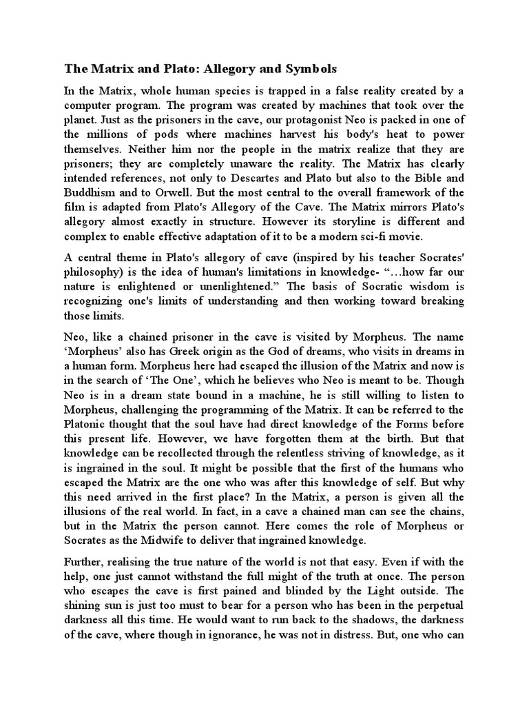 The Matrix and Plato | PDF | Plato | Epistemology