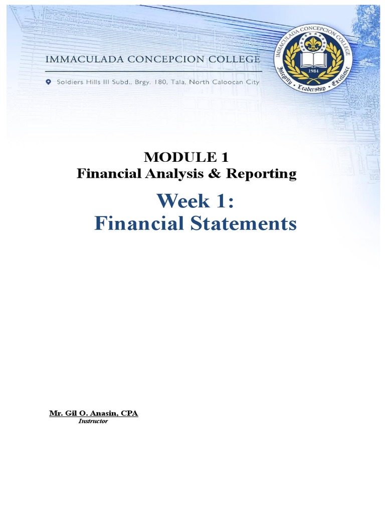 Week 1 Financial Statements | PDF | Equity (Finance) | Financial Statement