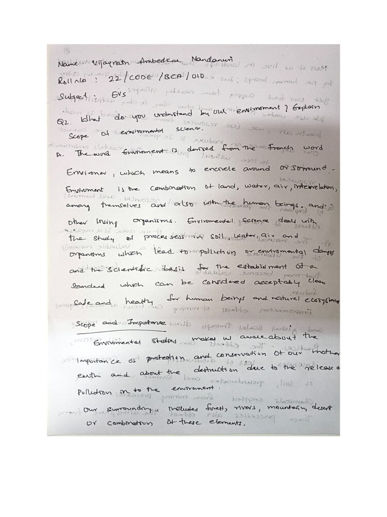 BCA - EVS - Sem 1 - Vijaynath | PDF