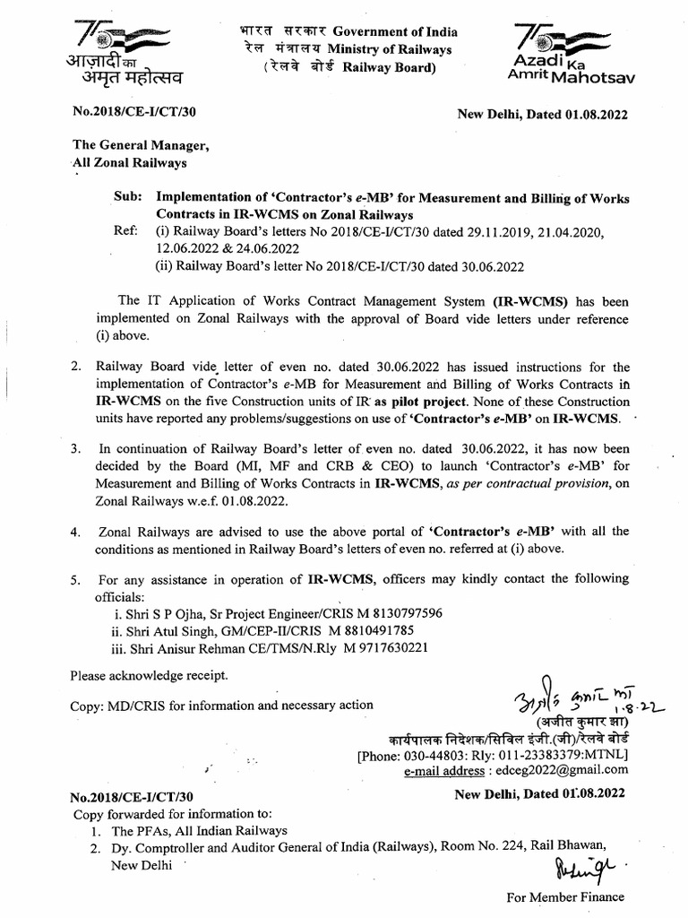Contractor's e-MB IR-WCMS 2018 - CE-I - CT - 30 2022.08.01 | PDF