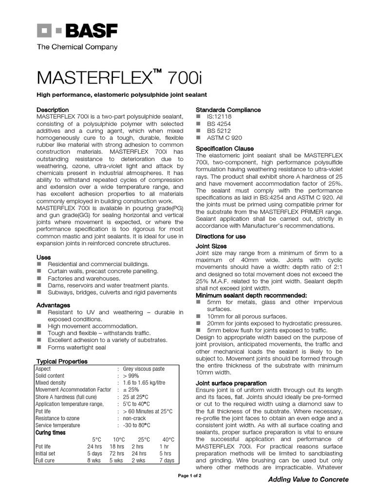 MASTERFLEX 700i v4 | PDF | Concrete | Secondary Sector Of The Economy
