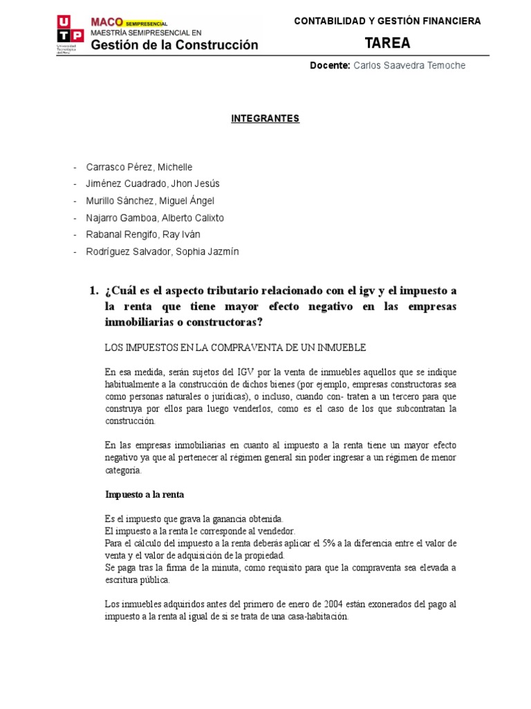 tarea contabilidad (1) | PDF | Impuestos | Pequeñas y medianas empresas