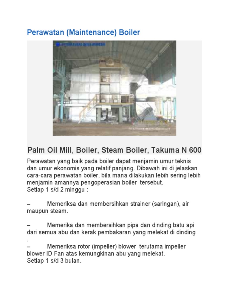 Perawatan Rutin Boiler Takuma N 600 | PDF | Teknologi & Rekayasa