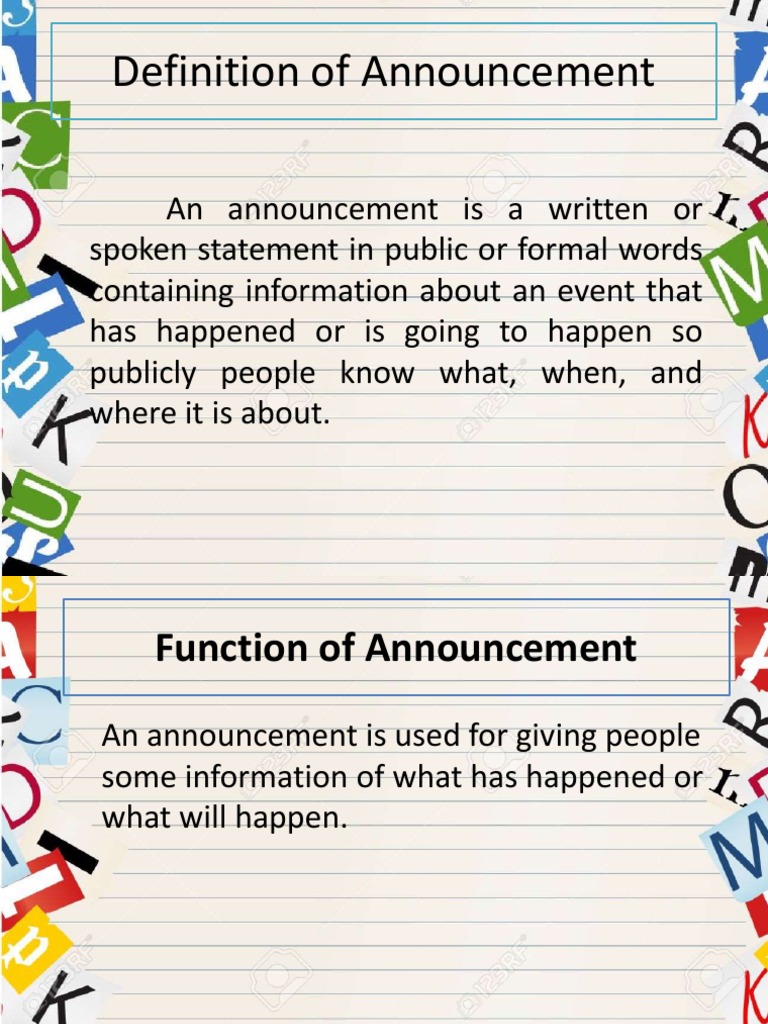 Understanding Announcements: Definition & Structure | PDF | Law | Computers