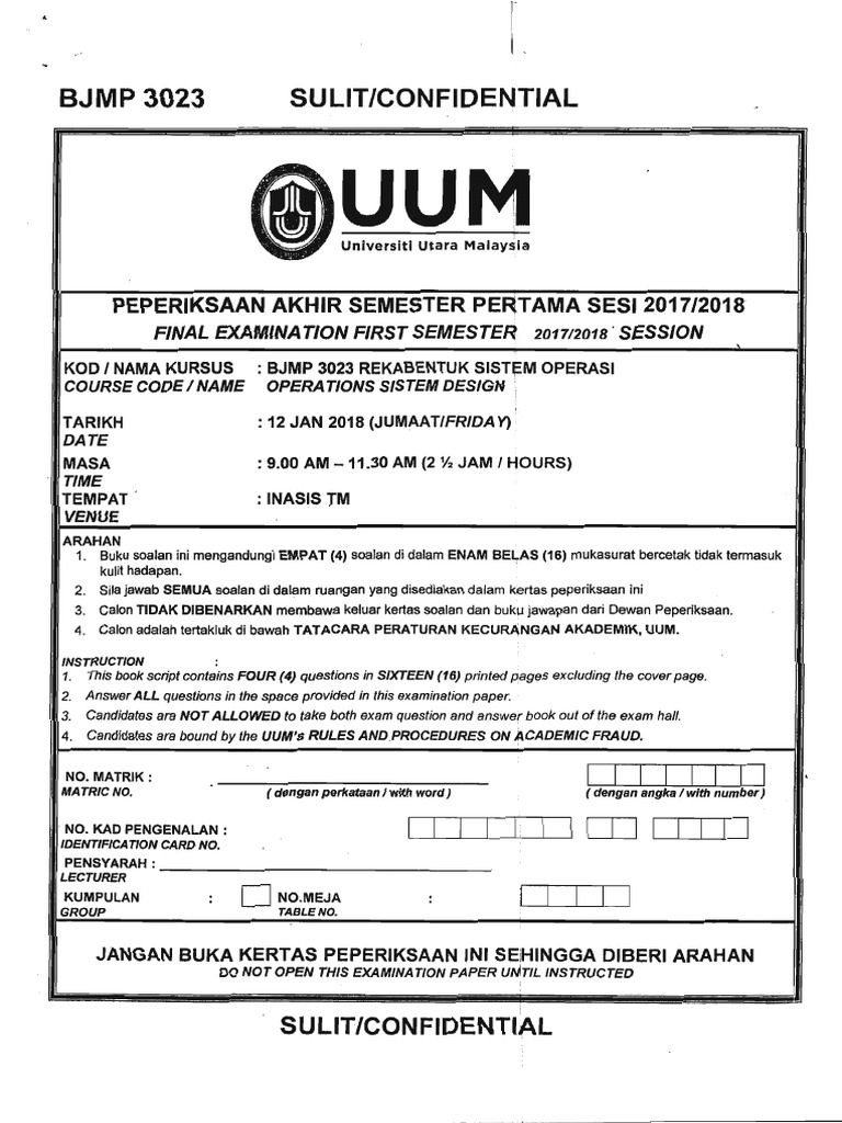 BJMP3023 Sem1 2017 2018 | PDF