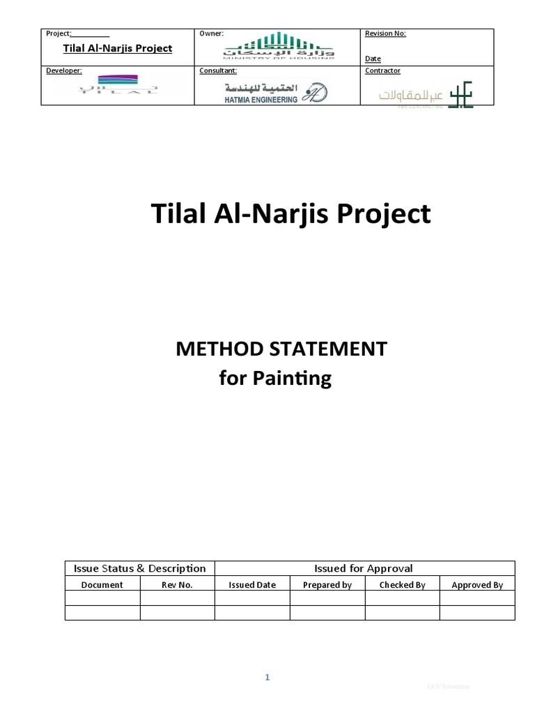 Method Statement for Painting Works at the Tilal Al-Narjis Project | PDF | Paint | Acrylic Paint