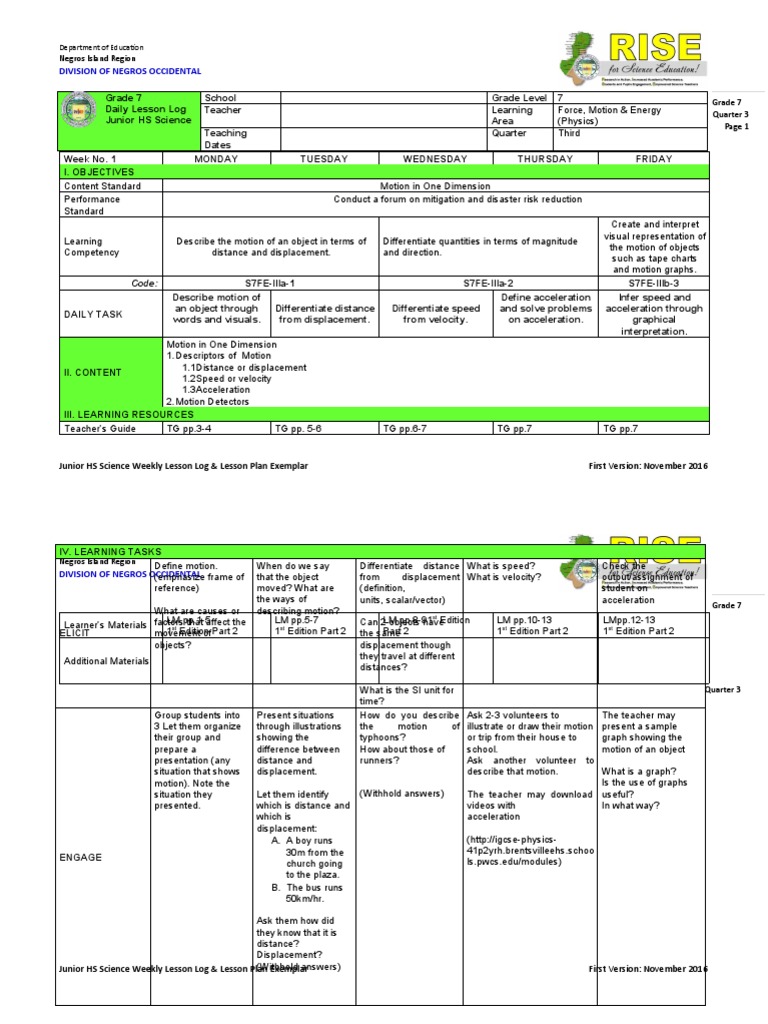 Motion and Forces Lesson Plan | PDF | Waves | Speed
