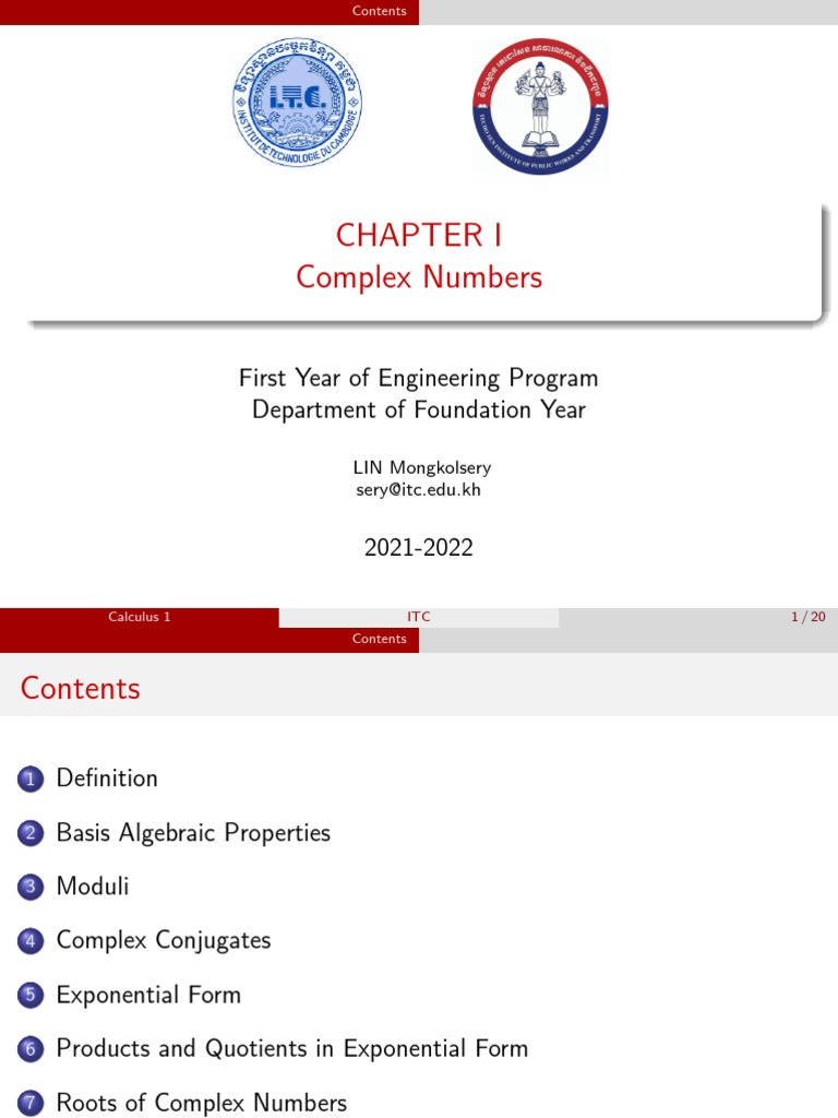 Complex Numbers: First Year of Engineering Program Department of Foundation Year | PDF | Complex ...