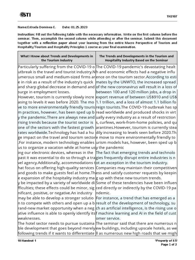 10 Handout 16 | PDF | Tourism