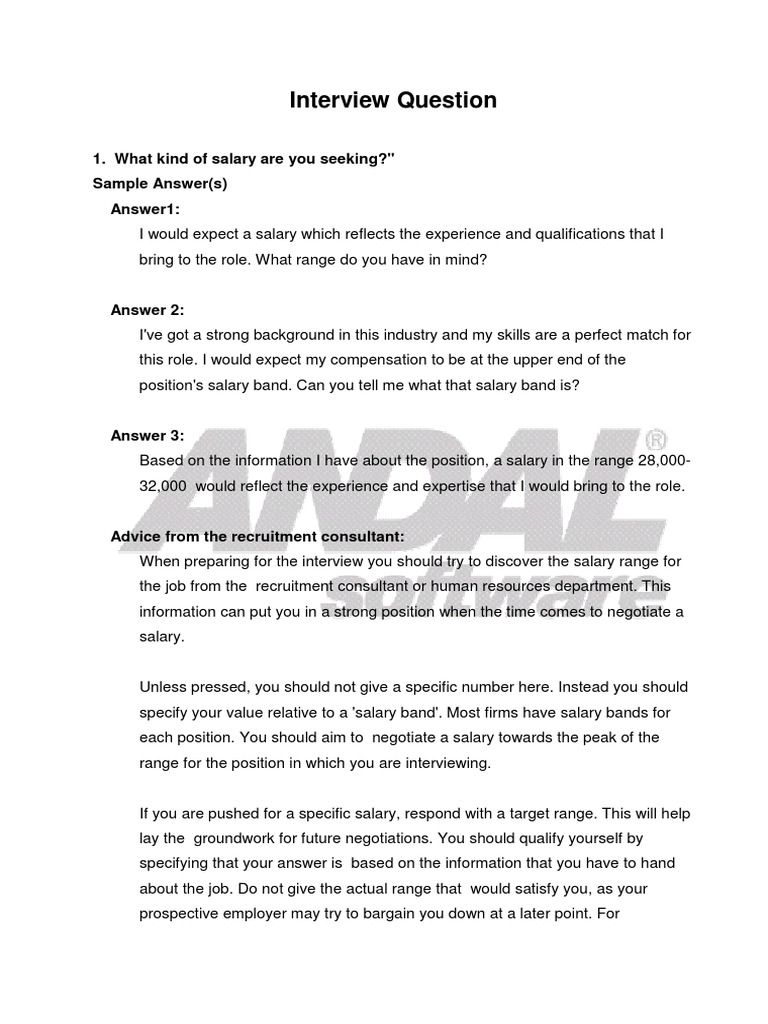 Interview Question | PDF | Salary | Employment