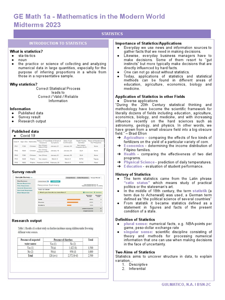 GEMATH1a Midterms 1 | Download Free PDF | Statistics | Sampling (Statistics)