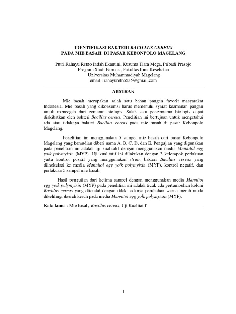 Identifikasi Bakteri Bacillus Cereus | PDF | Teknologi & Rekayasa