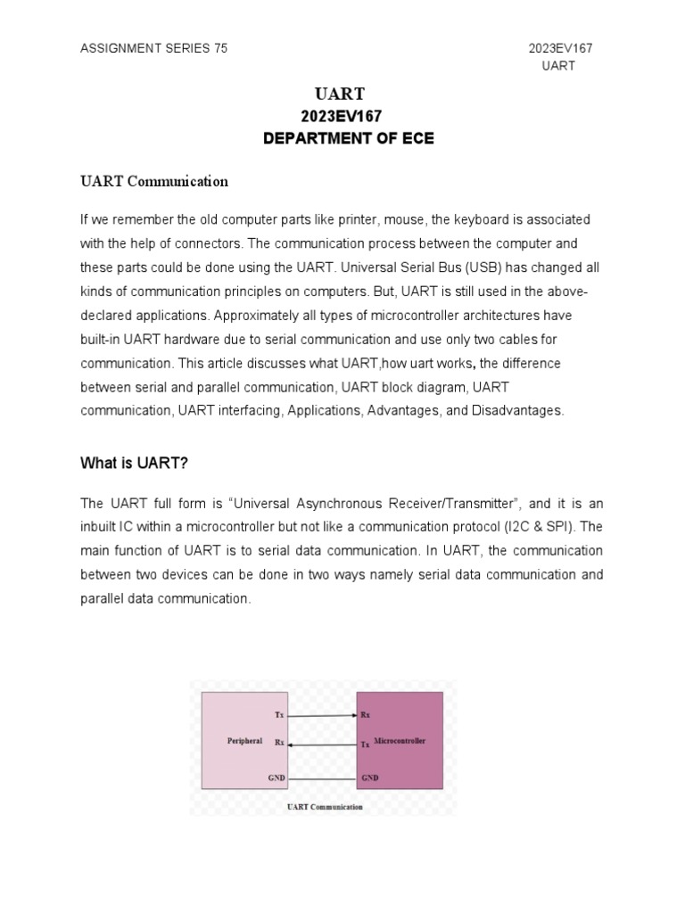 2023EV167 Department of Ece: UART Communication | PDF | Usb | Computer Engineering