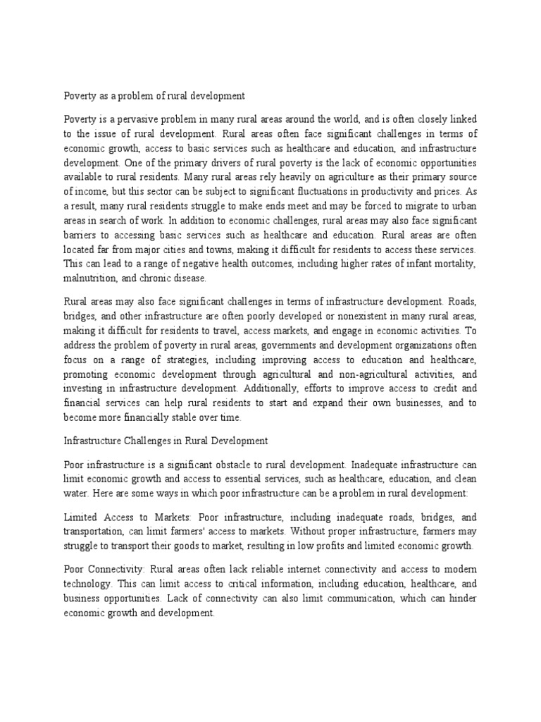 Rural Development Challenges and Solutions | PDF | Infrastructure ...