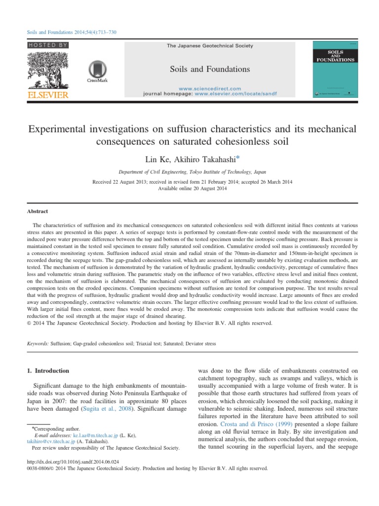 Experimental Investigations On Suffusion Characteristics and Its ...