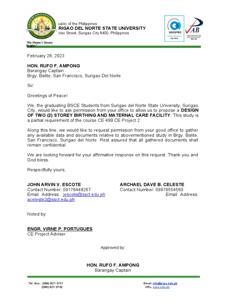 Ce Project Letter | PDF