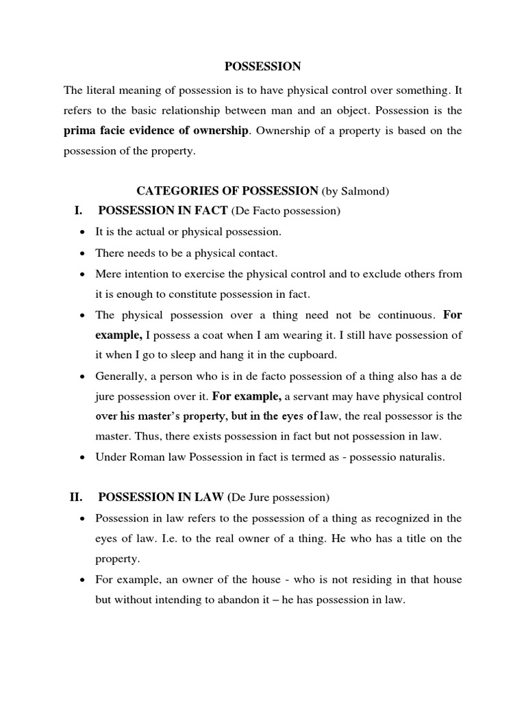 11 - Possession PDF | PDF | Possession (Law) | Property