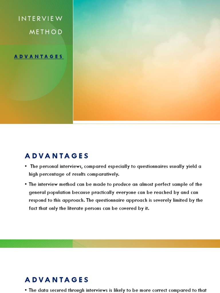 Interview Method Advantages | PDF | Career & Growth