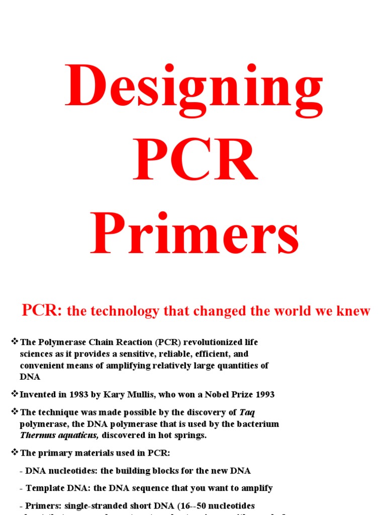 PCR Primer Design | Download Free PDF | Polymerase Chain Reaction ...