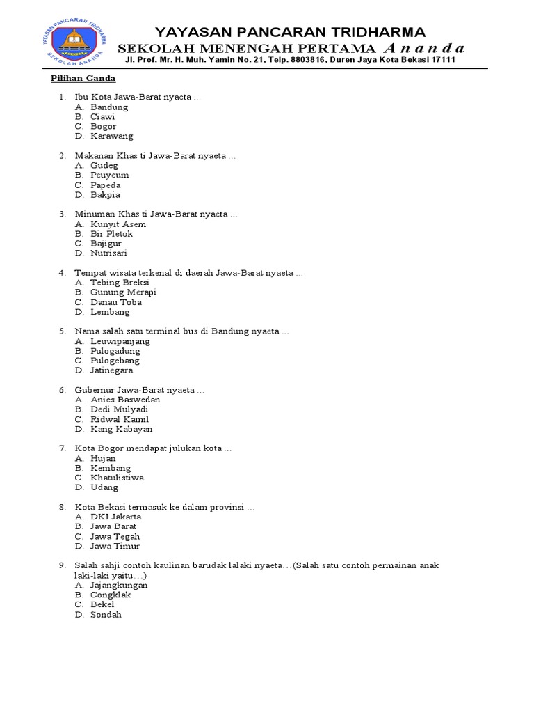 Latihan Soal B Sunda Jumat 16 Sept 2022 Tanpa Jawaban Pdf